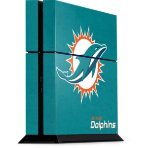 skinit decal gaming skin compatible with ps4 console - officially licensed nfl miami dolphins distressed- aqua design