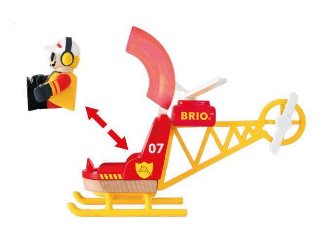 BRIO World - 33797 Firefighter Helicopter | 3 Piece Helicopter Toy for Kids Ages 3 and Up