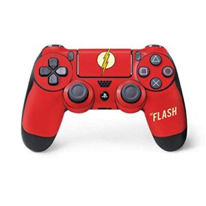 skinit decal gaming skin compatible with ps4 controller - officially licensed dc comics the flash classic emblem design