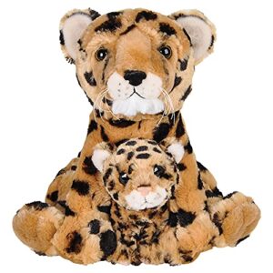 rhode island novelty 11 inch and 5 inch birth of life cheetah - mom/dad cheetah with baby cheetah plush