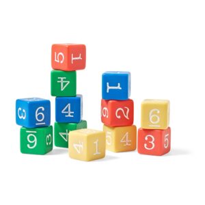 hand2mind Plastic 3/4-inch Color Number Dice (Set of 12)