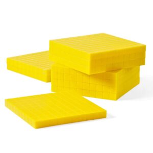 hand2mind 10 blocks, yellow plastic base ten flats, place value manipulatives, base 10 blocks, counting manipulatives, math manipulatives first grade, math blocks, place value blocks, base ten blocks