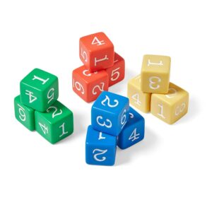 hand2mind Plastic 3/4-inch Color Number Dice (Set of 12)