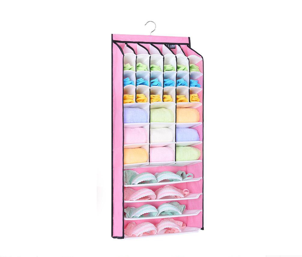 HomeGift 42 Cells Hanging Closet Organizer/Underwear Organizer/Bra Organizer/Socks Organizer (Pink)