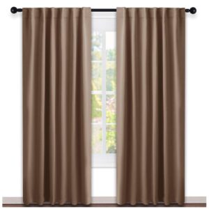 nicetown blackout curtain panel for living room - (cappuccino color) 52 inches wide by 84 inches long, 2 panels set, insulated room darkening window drapes