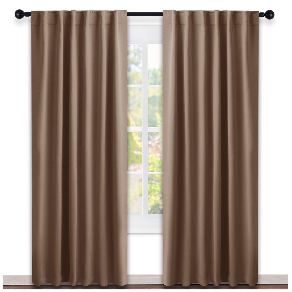 NICETOWN Blackout Curtain Panel for Living Room - (Cappuccino Color) 52 inches Wide by 84 inches Long, 2 Panels Set, Insulated Room Darkening Window Drapes