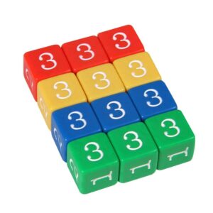 hand2mind Plastic 3/4-inch Color Number Dice (Set of 12)