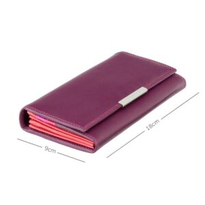 Visconti RIO 11 Ladies Large Soft Leather Wallet Purse Clutch (Plum/Fuschia)