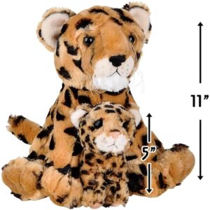 Rhode Island Novelty 11 Inch and 5 Inch Birth of Life Cheetah - Mom/Dad Cheetah with Baby Cheetah Plush