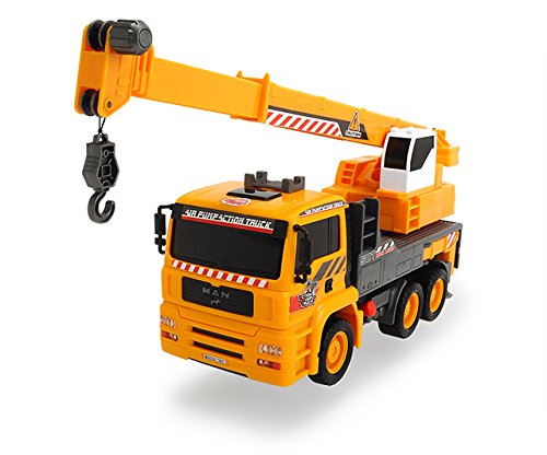 DICKIE TOYS Air Pump Action Mobile Crane Truck, 12", Yellow