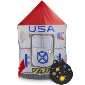 imagination generation space adventure roarin' rocket play tent with milky way storage bag - indoor/outdoor children's astronaut spaceship playhouse, great for ball pit balls and pretend play