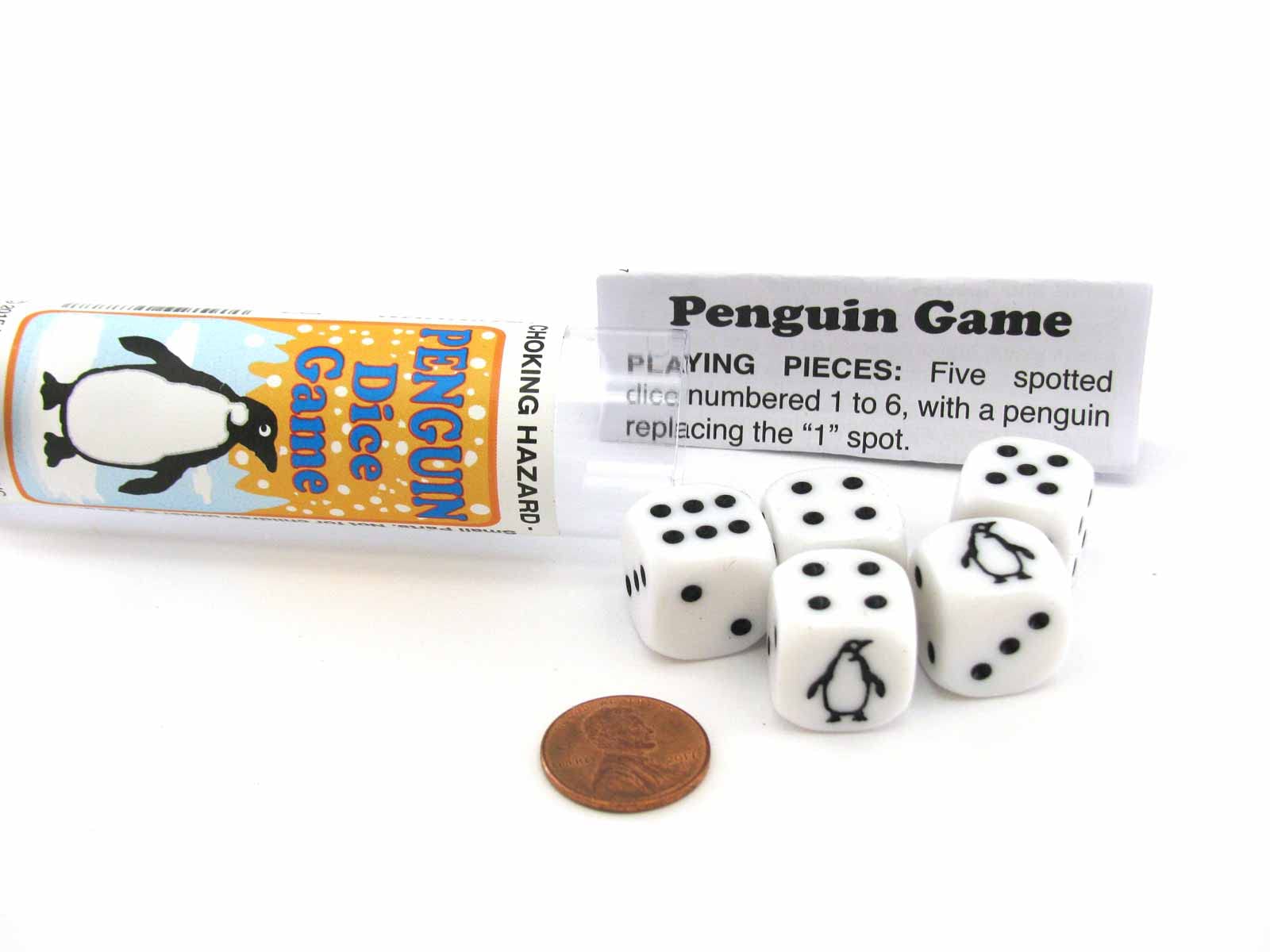 Koplow Games Penguin Dice Game with 5 Dice Travel Tube and Gaming Instructions