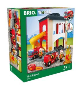 brio 33833 world central fire station - interactive toy set with fire truck and accessories | light and sound features | compatibility with all brio railway toys | safety tested | for kids ages 3+