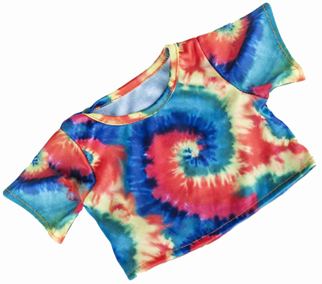 Rainbow Tie Dye Print T-Shirt Top Teddy Bear Clothes Fits Most 14" - 18" Build-a-Bear and Make Your Own Stuffed Animals