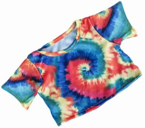 rainbow tie dye print t-shirt top teddy bear clothes fits most 14" - 18" build-a-bear and make your own stuffed animals