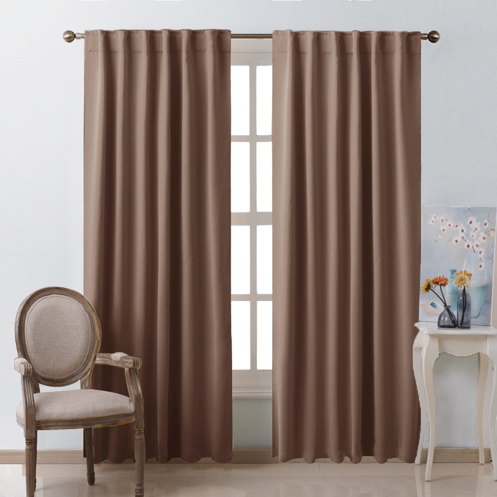 NICETOWN Blackout Curtain Panel for Living Room - (Cappuccino Color) 52 inches Wide by 84 inches Long, 2 Panels Set, Insulated Room Darkening Window Drapes