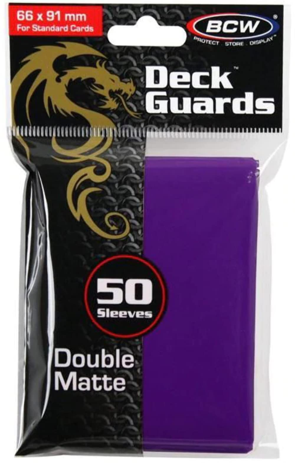 BCW Deck Guard - Double Matte Purple Card Sleeves | Acid-Free, Archival-Safe, No PVC | Anti-Glare Matte Finish | Fits Standard 2½" x 3½" Game Cards | Durable Deck Protector Sleeves | 50 Ct