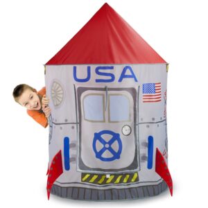 Imagination Generation Space Adventure Roarin' Rocket Play Tent with Milky Way Storage Bag - Indoor/Outdoor Children's Astronaut Spaceship Playhouse, Great for Ball Pit Balls and Pretend Play