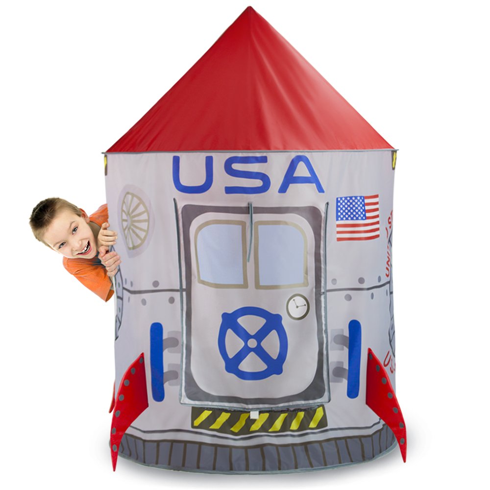 Imagination Generation Space Adventure Roarin' Rocket Play Tent with Milky Way Storage Bag - Indoor/Outdoor Children's Astronaut Spaceship Playhouse, Great for Ball Pit Balls and Pretend Play