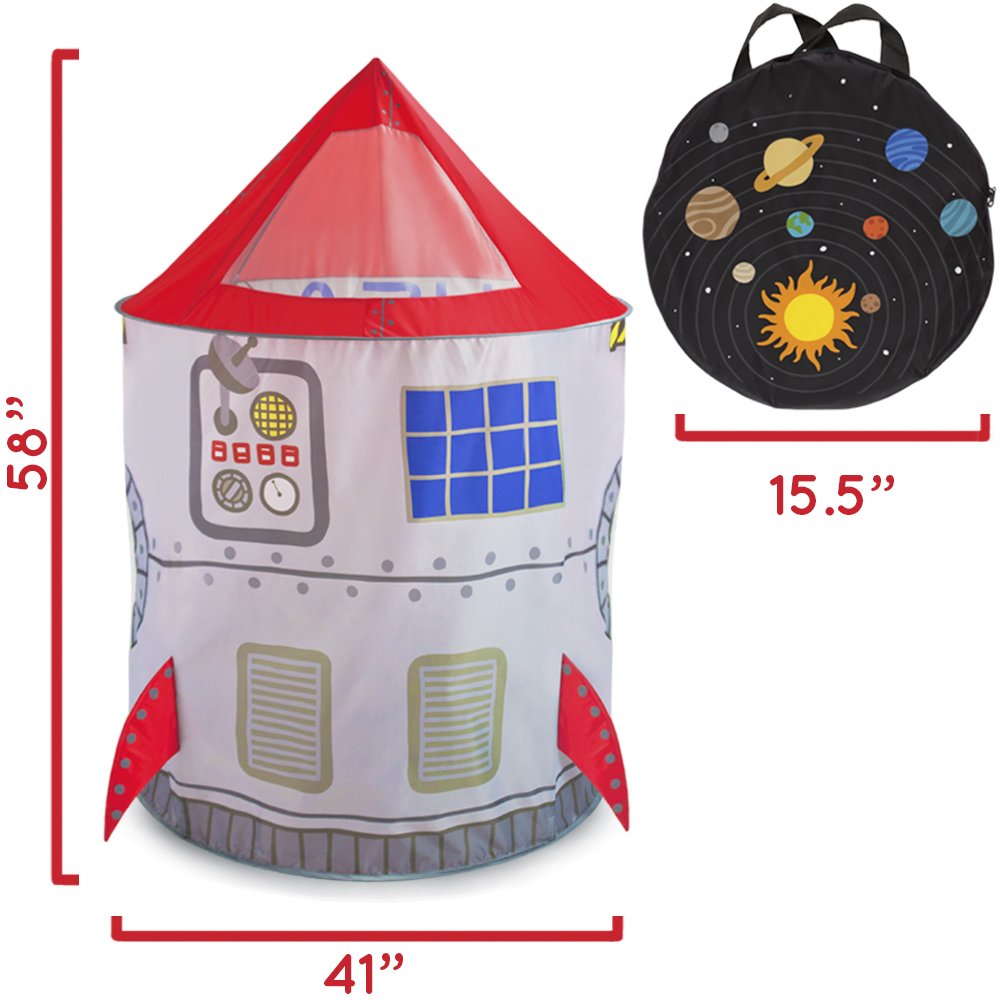 Imagination Generation Space Adventure Roarin' Rocket Play Tent with Milky Way Storage Bag - Indoor/Outdoor Children's Astronaut Spaceship Playhouse, Great for Ball Pit Balls and Pretend Play