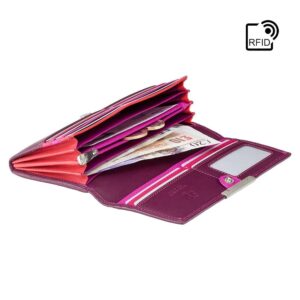 Visconti RIO 11 Ladies Large Soft Leather Wallet Purse Clutch (Plum/Fuschia)