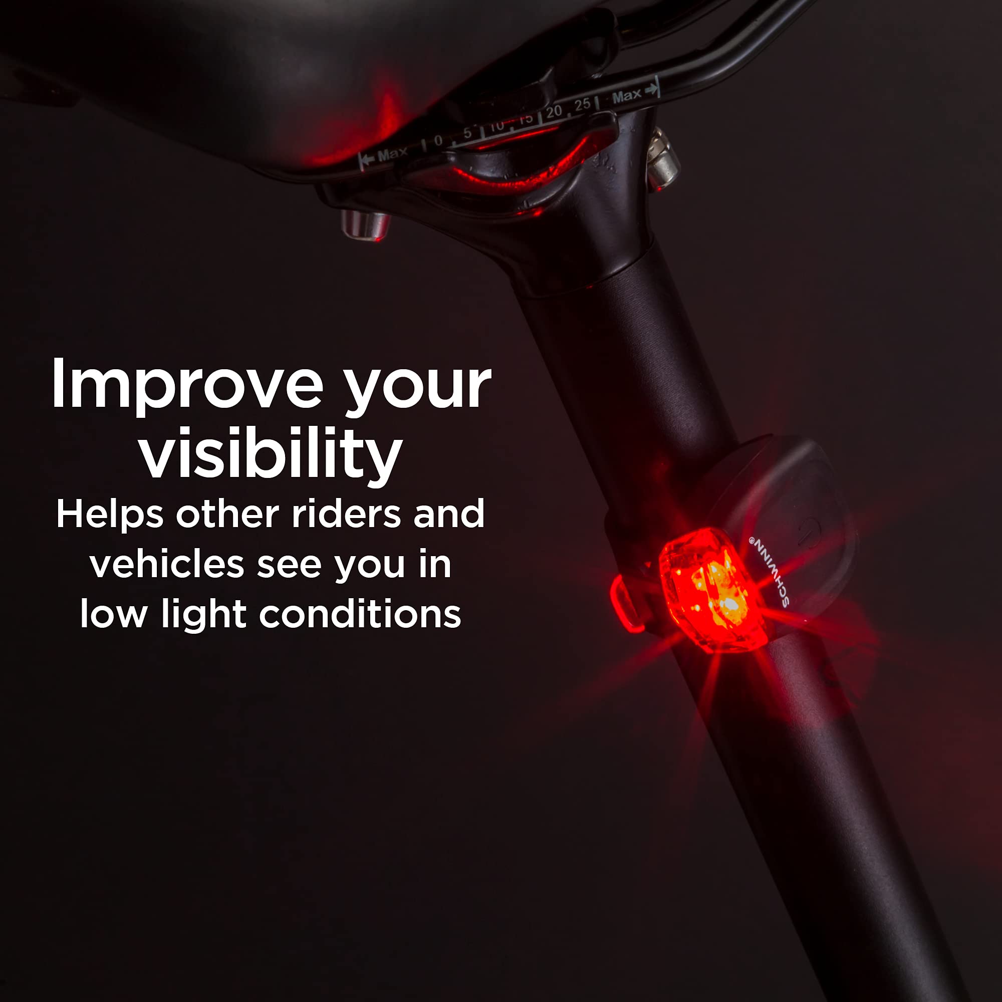 Schwinn LED Quick Wrap Bike Lights Set, Battery Powered Front Headlight and Rear/Back Tail Lights, Tool-Free Stretch-and-Hook Strap, 11 Lumen Wrap Light Set, Black