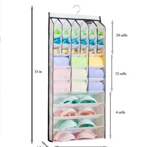 HomeGift 42 Cells Hanging Closet Organizer/Underwear Organizer/Bra Organizer/Socks Organizer (Pink)