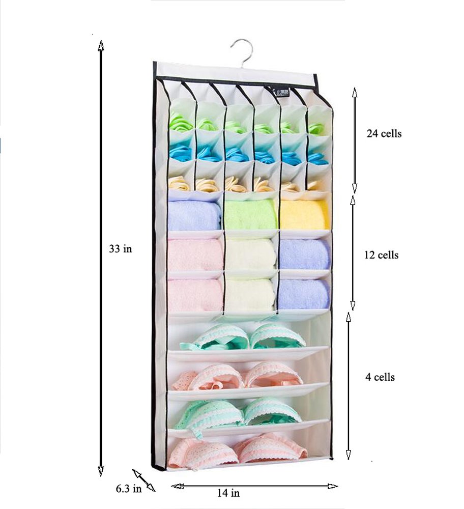 HomeGift 42 Cells Hanging Closet Organizer/Underwear Organizer/Bra Organizer/Socks Organizer (Pink)