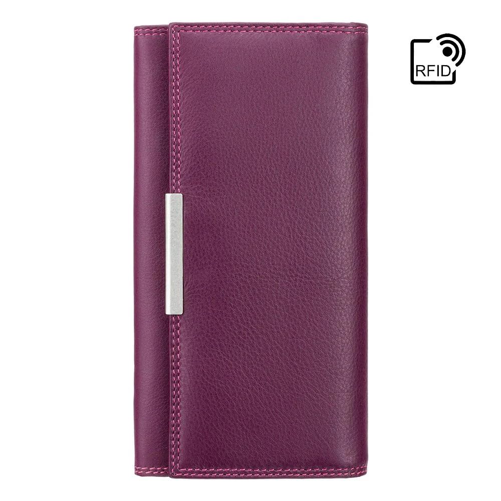 Visconti RIO 11 Ladies Large Soft Leather Wallet Purse Clutch (Plum/Fuschia)