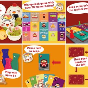 Sushi Go Party! - The Deluxe Pick & Pass Card Game by Gamewright, Multicolored