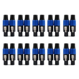 areyourshop 20 pcs 4 pin speakon speaker connector male audio plug blue