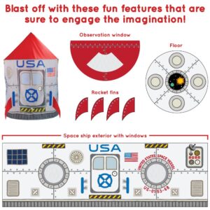 Imagination Generation Space Adventure Roarin' Rocket Play Tent with Milky Way Storage Bag - Indoor/Outdoor Children's Astronaut Spaceship Playhouse, Great for Ball Pit Balls and Pretend Play