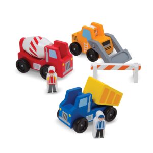 melissa & doug construction vehicle wooden play set (8 pcs)