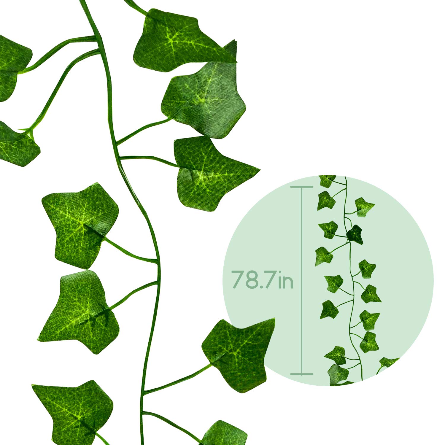 Yatim 78-Ft 12 Pack Artificial Plants Greeny Chain Wall Hanging Leaves for Home Room Garden Wedding Garland Outside Decoration