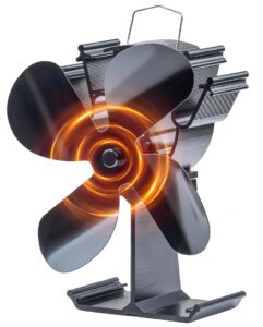 4-blade heat powered stove fan for wood / log burner/fireplace - eco friendly(black)