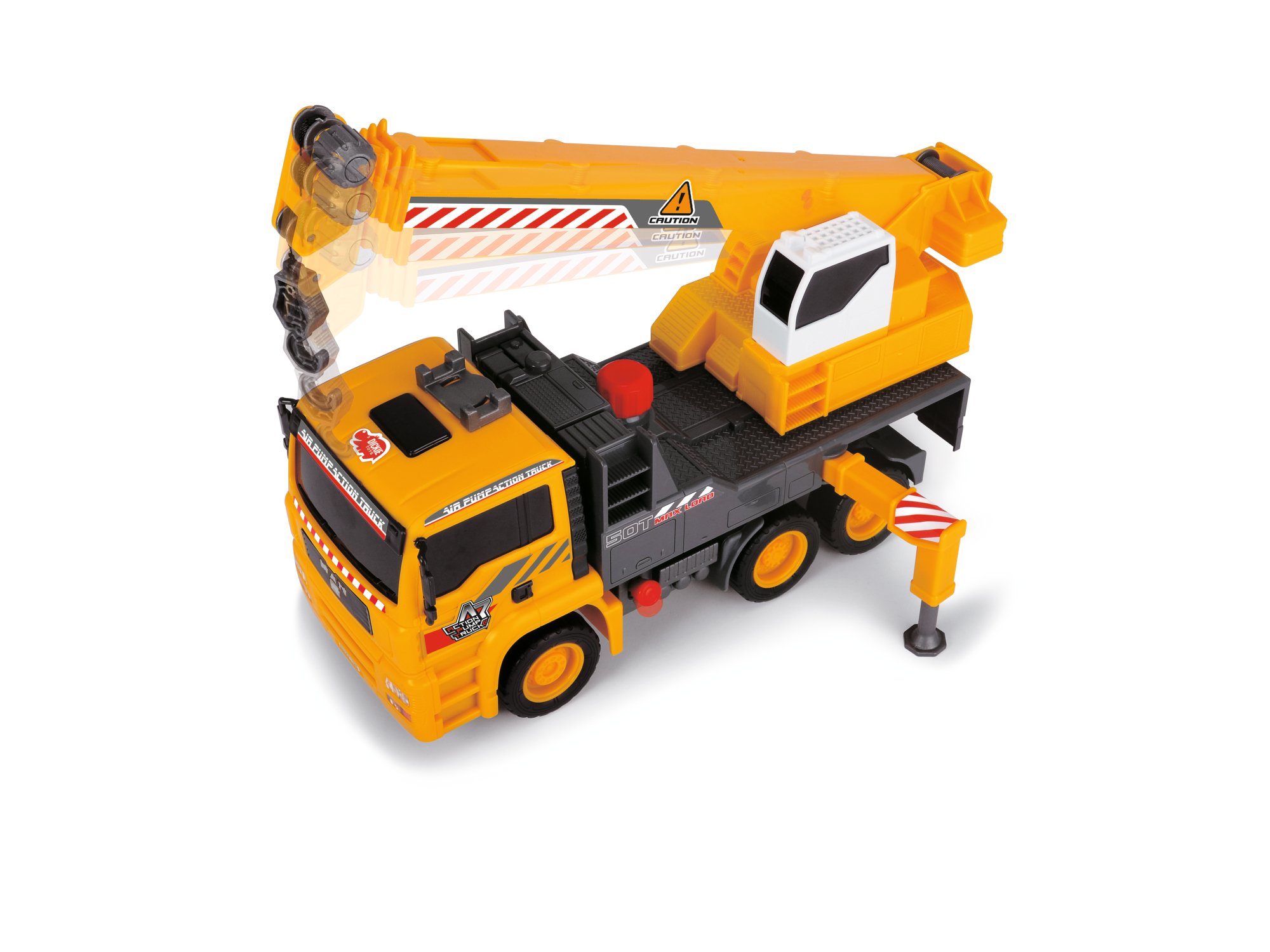 DICKIE TOYS Air Pump Action Mobile Crane Truck, 12", Yellow