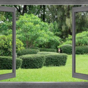 wall26 - Open Window Creative Wall Decor - Tranquil Green Garden - Wall Mural, Removable Sticker, Home Decor - 36x48 inches