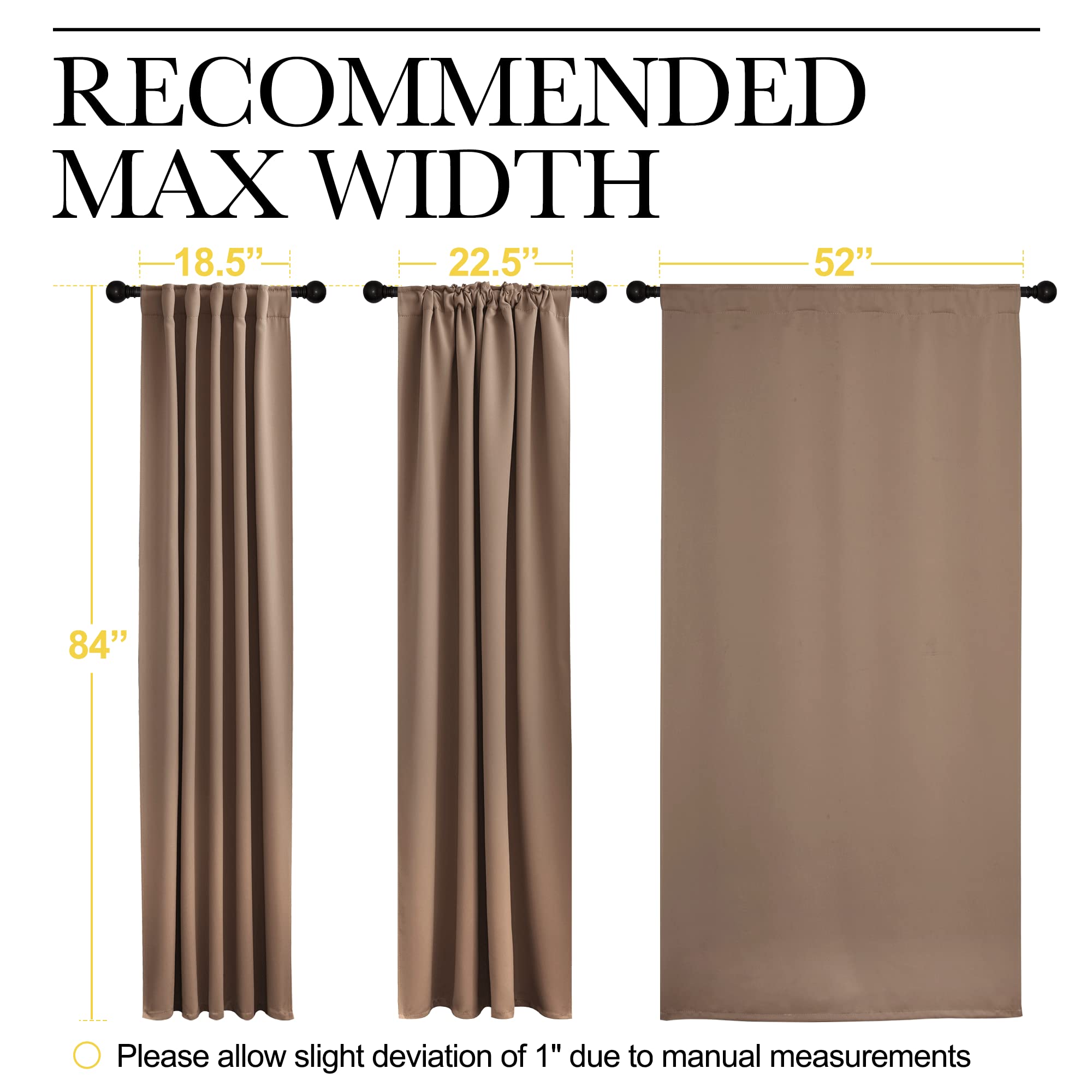 NICETOWN Blackout Curtain Panel for Living Room - (Cappuccino Color) 52 inches Wide by 84 inches Long, 2 Panels Set, Insulated Room Darkening Window Drapes