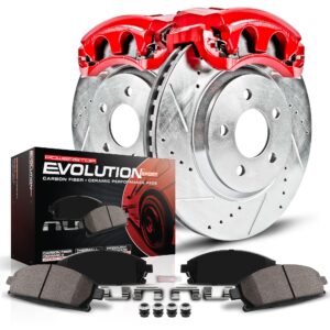 power stop kc5411 z23 evolution sport 1-click brake kit with powder coated calipers (brake pads, drilled/slotted rotors) for dodge ram 2500, dodge ram 3500, ram, ram 2500, ram 3500 [model specific]