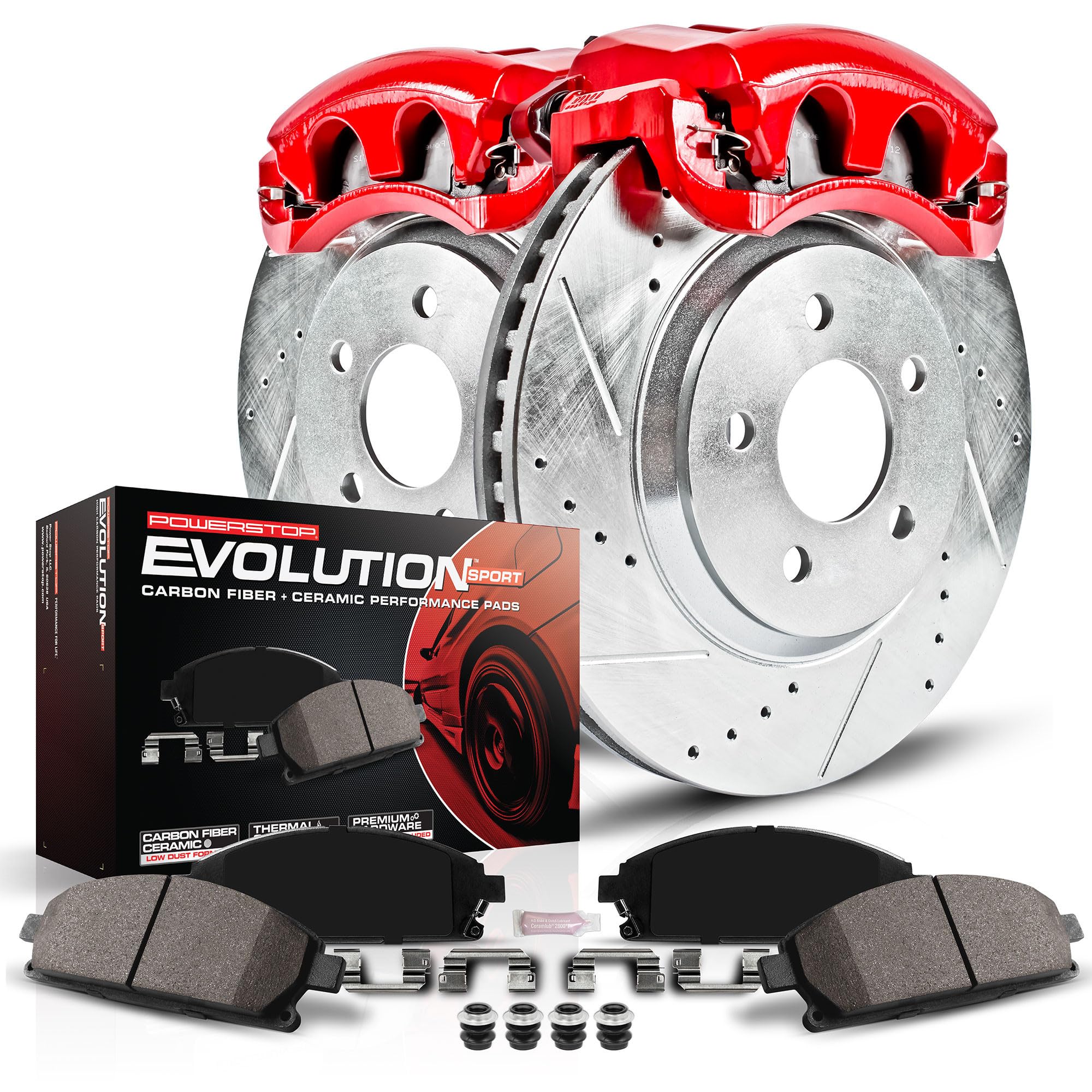 Power Stop KC5411 Z23 Evolution Sport 1-Click Brake Kit with Powder Coated Calipers (Brake Pads, Drilled/Slotted Rotors) For Dodge Ram 2500, Dodge Ram 3500, Ram, Ram 2500, Ram 3500 [Model Specific]