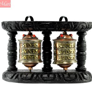 WALL HANGING TIBETAN PRAYER WHEEL - 2 IN 1 WOODEN HANDCARVED FROM NEPAL