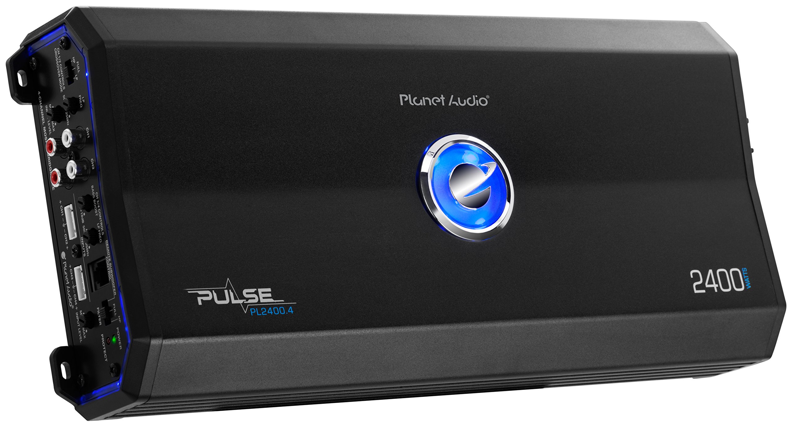 Planet Audio PL2400.4 4 Channel Car Amplifier - 2400 High Output, High/Low Level Inputs, High/Low Pass Crossover, Hook Up to Subwoofer for Bass