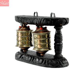 WALL HANGING TIBETAN PRAYER WHEEL - 2 IN 1 WOODEN HANDCARVED FROM NEPAL