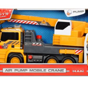 DICKIE TOYS Air Pump Action Mobile Crane Truck, 12", Yellow