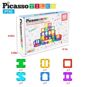 PicassoTiles Magnetic Blocks See-Through Shape STEM Toys for Boys and Girls Toddlers Ages 3+ Magnetic Building Block Tiles Educational Playset Compatible with Major Brand Magnet Tile -Starter Set PT42