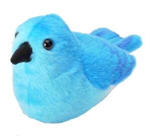 wild republic audubon birds mountain bluebird plush with authentic bird sound, stuffed animal, bird toys for kids and birders