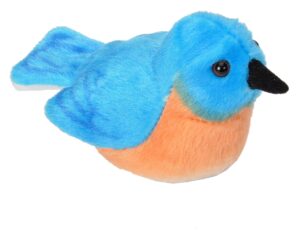 wild republic audubon birds eastern bluebird plush with authentic bird sound, stuffed animal, bird toys for kids and birders