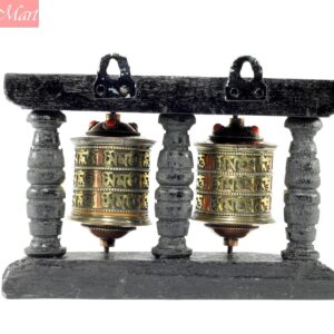 WALL HANGING TIBETAN PRAYER WHEEL - 2 IN 1 WOODEN HANDCARVED FROM NEPAL