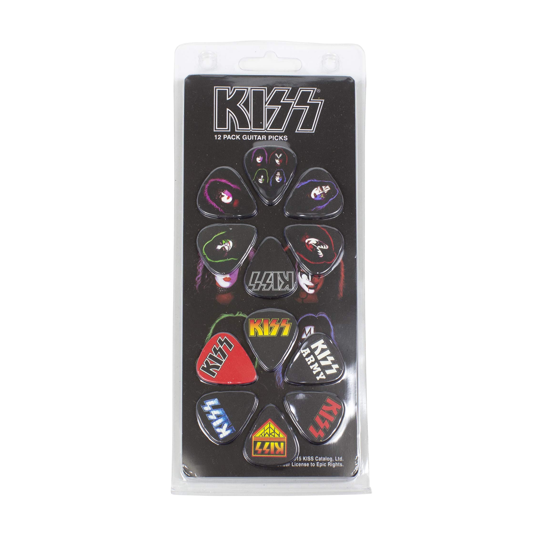 Perri's Leathers Ltd. - Guitar Picks - Celluloid - KISS - Official Licensed Product - Assorted Designs - Medium 0.71mm - 12 Pack - For Acoustic/Bass/Electric Guitars - Made in Canada (LP12-KISS1)