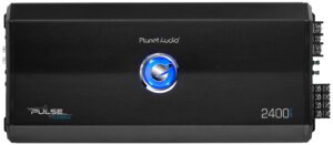 planet audio pl2400.4 4 channel car amplifier - 2400 high output, high/low level inputs, high/low pass crossover, hook up to subwoofer for bass